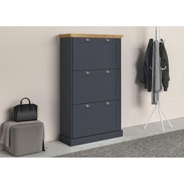 OTTO home Schuhschrank &raquo;Motala&laquo; mit 3 Klappen, Platz f&uuml;r 18-20 paar Schuhe, Breite 80 cm, H&ouml;he 132 cm grau Holzwerkstoff anthrazit, B/H/T: 80cm x 