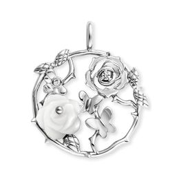 Engelsrufer Damen Kettenanh&auml;nger &raquo;Rose Garden&laquo; mit Zirkonia (synth.) - mit Perlmutt (synth.) wei&szlig; Silber 925 (Sterlingsilber), 5,05 g