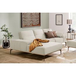 W.Schillig Ecksofa &raquo;run, Designsofa mit tollem Sitzkomfort, bequem, L-Form&laquo; mit Holzsockel, F&uuml;&szlig;e in Bronze pulverbeschichtet, Breite 279 cm wei&szlig; 