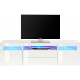 borchardt M&ouml;bel borchardt M&ouml;bel Lowboard &raquo;Santa F&eacute;, TV-Schrank 166 cm breit&laquo; Push-to-open-Funktion, 2 T&uuml;ren, 2 Schubk&auml;sten und 3 offene F&auml;cher wei&szlig; Holzwerkstoff B/H/