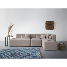 Home Affaire Ecksofa &raquo;Sundstrup L-Form&laquo; Modulserie, individuelle Zusammenstellung grau 100% Polyester B/H/T: 303cm x 76,5cm x 93cm, Samtoptik, 