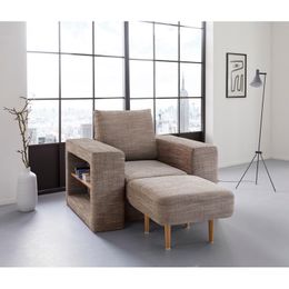 LOOKS by Wolfgang Joop Sessel &raquo;Looksvb&laquo; Verwandlungssessel: aus Sessel wird Sessel mit 1 Hocker, Regalfunktion beige Struktur, 1 Hocker inklusive,