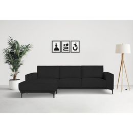 OTTO home Ecksofa &raquo;OLAND Flachgewebe L-Form, B: 280 cm, Skandi-Design&laquo; L-Form, 280 cm, Wellenunterfederung, Skandi-Design, Metallf&uuml;&szlig;e grau 100% 