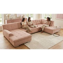 OTTO home Wohnlandschaft &raquo;Tornby 360 x 201 cm, mit Steppungen, modern & stabil&laquo; L-Form, aus haustierfreundlichem Pet Friendly Bezug rosa 100% 