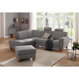 OTTO home Ecksofa &raquo;Alta L-Form&laquo; mit Federkern und Kontrastnaht, F&uuml;&szlig;e Buche eichefarben grau Struktur ( 100% Polyester);Struktur fein ( 100% Polyester)