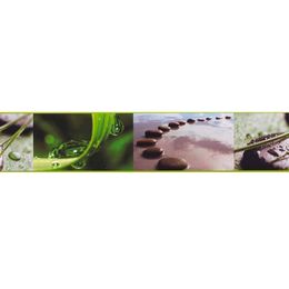 Livingwalls living walls Bord&uuml;re &raquo;Stick Ups&laquo; Motiv Steinoptik gemustert glatt Modern Tapete Bord&uuml;re Selbstklebend Natur Borte Design Kinderzimmer gr&uuml;n Vinyl B/L: 