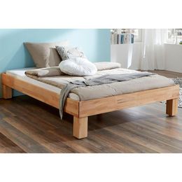 Relita Massivholzbett &raquo;Julia&laquo; stabverleimte Buche, mit nat&uuml;rlicher Holzstruktur, ohne Kopfteil braun Liegefl&auml;che L&auml;nge B: 200cm x 90cm, H&ouml;he Bett: 37cm H&ouml;he 
