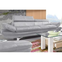 COTTA Polstergarnitur &raquo;Enterprise&laquo; Set, Set bestehend aus: 3-Sitzer mit Arm- & Kopfteilverstellung & Hocker grau Kunstleder SOFTLUX ,mit 