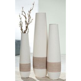 Gilde Bodenvase &raquo;Vase "Olbia"&laquo; Gesprenkelt-gestreiftes Design, braun-creme, Blumenvase braun Keramik B/H/T: 12cm x 46cm x 12cm