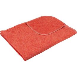 SETEX Wohndecke &raquo;Kuscheldecke&laquo; mit Ziernaht in Melange-Optik, Kuscheldecke orange Baumwolle, Polyester B/L: 150cm x 200cm