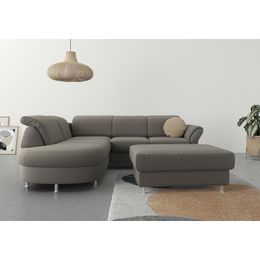 Sit & More sit&more Ecksofa &raquo;Apulia L-Form&laquo; wahlweise Schlaffunktion, Bettkasten und Kopf- und Armteilverstellung braun Webstoff (100% Polyester);Struktur weich 