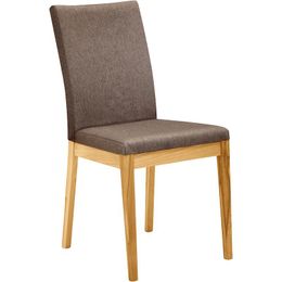 massivline&more 4-Fu&szlig;stuhl &raquo;Lorenzo, Stuhl, Esszimmerstuhl, K&uuml;chenstuhl&laquo; () 2 Stk.Massivholz: Wildeiche ge&ouml;lt braun Polyester B/H/T: 45cm x 94cm x 