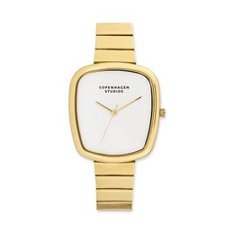 Copenhagen Studios Damen Quarzuhr &raquo;Curved Watch&laquo; Armbanduhr, Damenuhr, Edelstahlarmband, analog gold Einheitsgr&ouml;&szlig;e