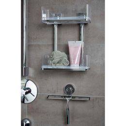 Wenko Wandregal &raquo;Vacuum-Loc Quadro&laquo; 2 Etagen silber ABS-Kunststoff, Edelstahl, Polystyrol B/H/T: 14cm x 32,5cm x 25,5cm