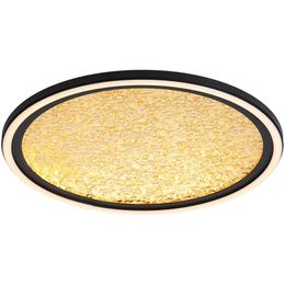 Searchlight Deckenleuchte &raquo;Luna LED Flush, Sand Black Metal & Gold Plastic Diffuser&laquo; LED-Modul 1 Stk. Warmwei&szlig; schwarz 1, &Oslash; 40cm H: 6cm, 1 Stk.