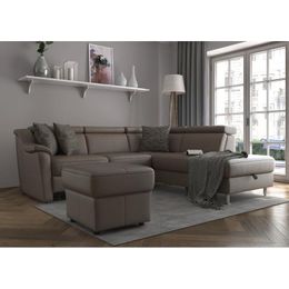 Sit & More sit&more Ecksofa &raquo;Freetown L-Form&laquo; inklusive Kopfteilverstellung und komfortablem Federkern grau B/H/T: 252cm x 84cm x 216cm, Luxus-Microfaser, 