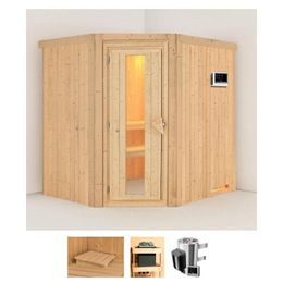 Karibu Sauna &raquo;Laila&laquo; Set, 3,6-kW-Plug & Play Ofen mit externer Steuerung beige Saunaofen, externe Steuerung, 3,6 kW
