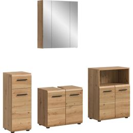 Welltime Badm&ouml;bel-Set &raquo;FLORENZ, 4-teilige Badkombination, hochwertige MDF-Front&laquo; Set, Unterschrank, Waschbeckenunterschrank, Spiegelschrank, 