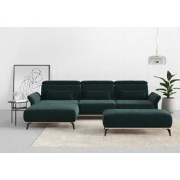 Home Affaire Ecksofa &raquo;Fjord L-Form&laquo; massiv, wahlweise mit Armlehnfunktion, Kopf- Sitztiefenverstellung gr&uuml;n 100% Polyester B/H/T: 324cm x 93cm x 184cm