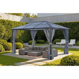 Konifera Pavillon &raquo;Aruba&laquo; Gestell aus Aluminium, Dach aus Polycarbonat-Stegplatten grau B/H/T: 400cm x 260cm x 300cm