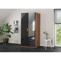 Priess Kleiderschrank &raquo;Amsterdam, viel Stauraum durch viele Schubk&auml;sten, Spiegelt&uuml;ren&laquo; Optional mit LED-Beleuchtung, Made in Germany schwarz 