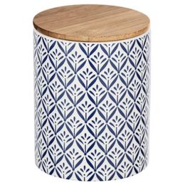 Wenko Vorratsdose &raquo;Modell Lorca&laquo; Frischhaltedose f&uuml;r Lebensmittel mit Muster, luftdichter Deckel blau Bambus, Keramik B/H/L: 15cm x 11cm