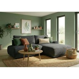 Trendmanufaktur Ecksofa &raquo;Fordon II, Schlafsofa mit Bettkasten, Couch in L-Form, Breite 250 cm&laquo; in Struktur fein LEO, haustierfreundlich, anthrazit, 