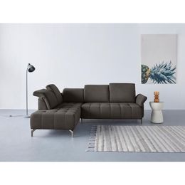 OTTO home Ecksofa &raquo;Fresh L-Form&laquo; Federkern, wahlweise Kopfteilverstellung und motorischer Vorziehsitz grau 98% Polyester 2% Polyamid B/H/T: 260cm x 