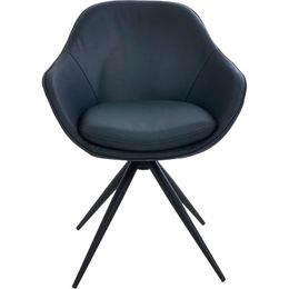 K+w Komfort & Wohnen K+W Komfort & Wohnen Drehstuhl &raquo;ZOOM&laquo; () 4-Fu&szlig; Drehstuhl mit Gestell aus Metall schwarz Struktur blau B/H/T: 60cm x 83cm x 57cm, Leder Longlife BRONCO