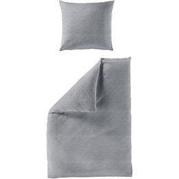 Bierbaum Bettw&auml;sche &raquo;Chic Uni&laquo; 2 Stk. Schickes Unidesign: Modern und elegant f&uuml;r jedes Schlafzimmer grau Seersucker, Obermaterial: 100% Baumwolle B/L: