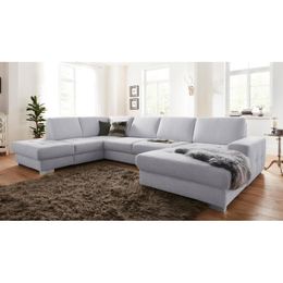 Sit & More sit&more Wohnlandschaft &raquo;Santorini U-Form&laquo; mit Federkern und Sitztiefenverstellung, wahlweise mit Schlaffunktion silber Luxus-Microfaser ALTARA NUBUCK