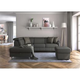 Sit & More sit&more Ecksofa &raquo;Freetown L-Form&laquo; inklusive Kopfteilverstellung und komfortablem Federkern grau B/H/T: 252cm x 84cm x 216cm, Luxus-Microfaser ALTARA 