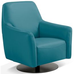 Egoitaliano Sessel &raquo;Felicity Drehsessel mit Wippfunktion, kompakt und bequem, Loungesessel&laquo; Solit&auml;rsessel drehbar mit Wipp-Funktion blau Leder CAREZZA, 