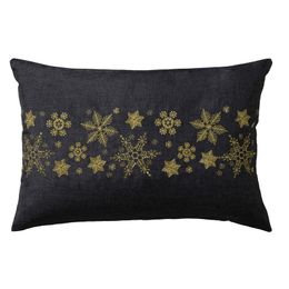 Dreams Kissenbezug &raquo;Schneeflocke, Weihnachtsdeko&laquo; mit aufwendiger Stickerei, 40x60 cm grau Polyester, Obermaterial: 100% Polyester B/L: 40cm x 60cm, 1 Stk., 
