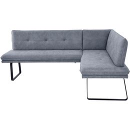K+w Komfort & Wohnen K+W Komfort & Wohnen Eckbank 1 Stk. tlg. Polstereckbank in Spitzkissenoptik, Sitz und R&uuml;cken gesteppt blau B/H/T: 207cm x 87cm x 157cm, Microfaser 785
