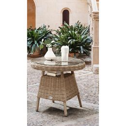 Destiny Gartentisch &raquo;MALAGA&laquo; &Oslash;: 60cm x H: 55cm, Aluminium, Polyrattan beige B/H/T: 55cm