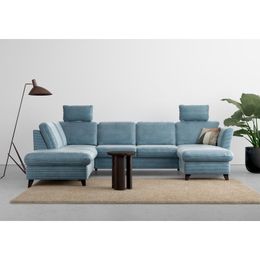 Home Affaire Wohnlandschaft &raquo;Trelleborg U-Form&laquo; optional Schlaffunktion und Bettkasten, inkl. Federkern-Polsterung blau 100% Polyester B/H/T: 307cm x 