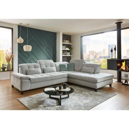 Die PlanBar Ecksofa &raquo;MP-IN18012 L-Form mit Kaltschaum-Polsterung&laquo; Sitztiefenverstellung, optional Kopfteilverstellung & Schlaffunktion grau 100% 