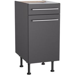 KOCHSTATION Unterschrank &raquo;KS-Bern2&laquo; Breite 40 cm, 1 T&uuml;r, 1 Schubkasten, 1 Einlegeboden grau Holzwerkstoff B/H/T: 40cm x 87cm x 58,4cm, Schubladen: 1 