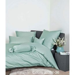 Janine Bettw&auml;sche &raquo;Colors&laquo; 2 Stk. feinf&auml;dige uni Bettw&auml;sche f&uuml;r alle Jahreszeiten, Markenrei&szlig;verschluss gr&uuml;n Mako-Satin, Obermaterial: 100% Baumwolle B/L: 