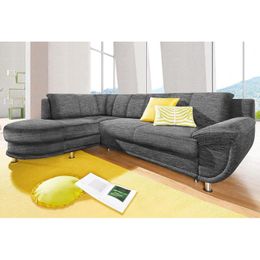 Trendmanufaktur Ecksofa &raquo;Rondo, zeitlos und elegant, bequem, L-Form&laquo; wahlweise mit Federkern, wahlweise mit Bettfunktion grau Softlux -Kunstleder;