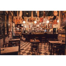 papermoon Fototapete &raquo;Vintage Style Restaurant&laquo; bunt Vlies B/L: 5m x 2,8m, Bahnen: 10 Stk.