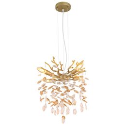 Globo LIGHTING H&auml;ngeleuchte &raquo;QUEENA&laquo; E14 1 Stk. Kristall Luster f&uuml;r Wohn- & Esszimmer, H&ouml;he k&uuml;rzbar gold 4, H: 120cm, 1 Stk.