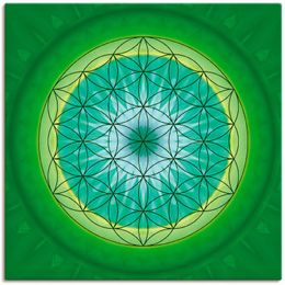 Artland Leinwandbild &raquo;Blume des Lebens 3&laquo; Muster 1 Stk. tlg. auf Holzrahmen gespannt gr&uuml;n Leinwand B/H/T: 100cm x 100cm, Leinwandbild Muster quadratisch, 1 