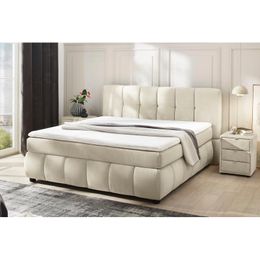 Jockenh&ouml;fer Boxspringbett &raquo;Cora&laquo; Wende-Bonell-Federkern-Matratze (H2/H3), PU-Schaum Topper transparent Bezug Bett: Flachgewebe (100% Polyester);Topper und 