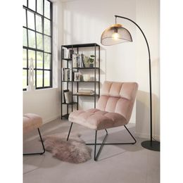 ACTONA GROUP Loungesessel 1, Samtvelours und quadratische Steppn&auml;hte, verschiedene Variationen rosa Polyester Polyester, B/H/T: 62cm x 90cm x 86cm