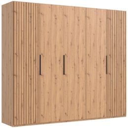 wimex Dreht&uuml;renschrank &raquo;Andorra by fresh to go&laquo; Mit 3D-Leisten f&uuml;r Akustikpaneel-Optik braun Holzwerkstoff Artisan Eiche Nachbildung, B/H/T: 250cm x 216cm x