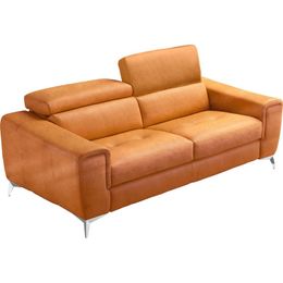 Egoitaliano 2,5-Sitzer &raquo;Francine, Designsofa, Loungesofa, Breite 213 cm, Fu&szlig;farbe chrom&laquo; Designfu&szlig;, Luxus-Microfaser Lederoptik, cognac braun Luxus-Micofaser 