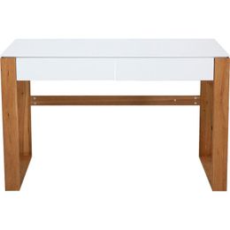 M&ouml;bilia Schreibtisch &raquo;Herdis&laquo; mit 2 grifflosen Schubladen wei&szlig; MDF, Beine Eiche B/H/T: 120cm x 75cm x 60cm, 2 Schubladen