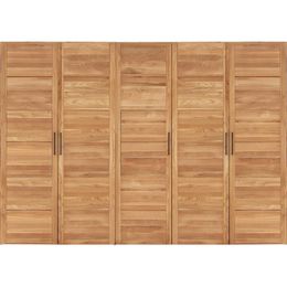 Home Affaire Kleiderschrank &raquo;Chamara&laquo; aus massivem Eichenholz, in unterschiedlichen Breiten, H&ouml;he 218 cm beige B/H/T: 307cm x 218cm x 65cm, T&uuml;ren: 5 